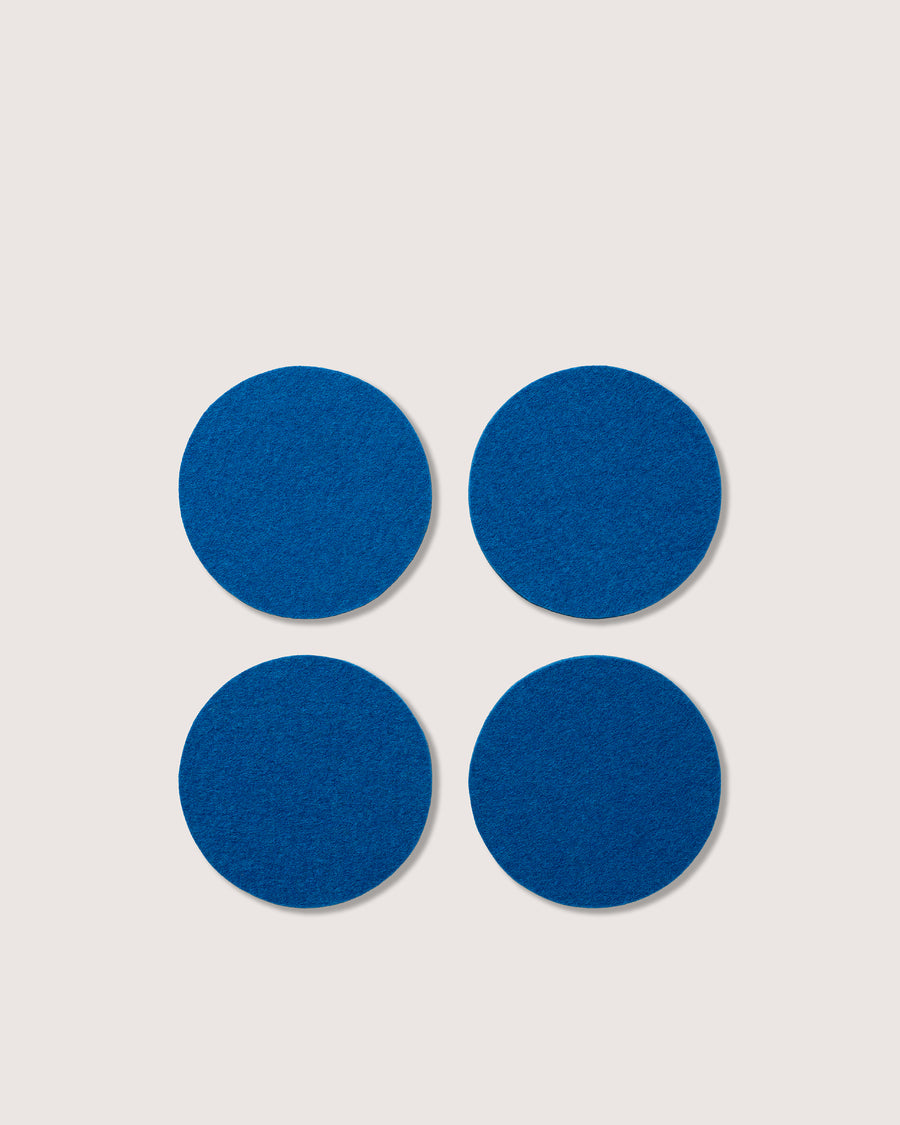 Merino Wool Felt Round Coaster Multi 4 Pack in Cobalt Blue | Graf Lantz