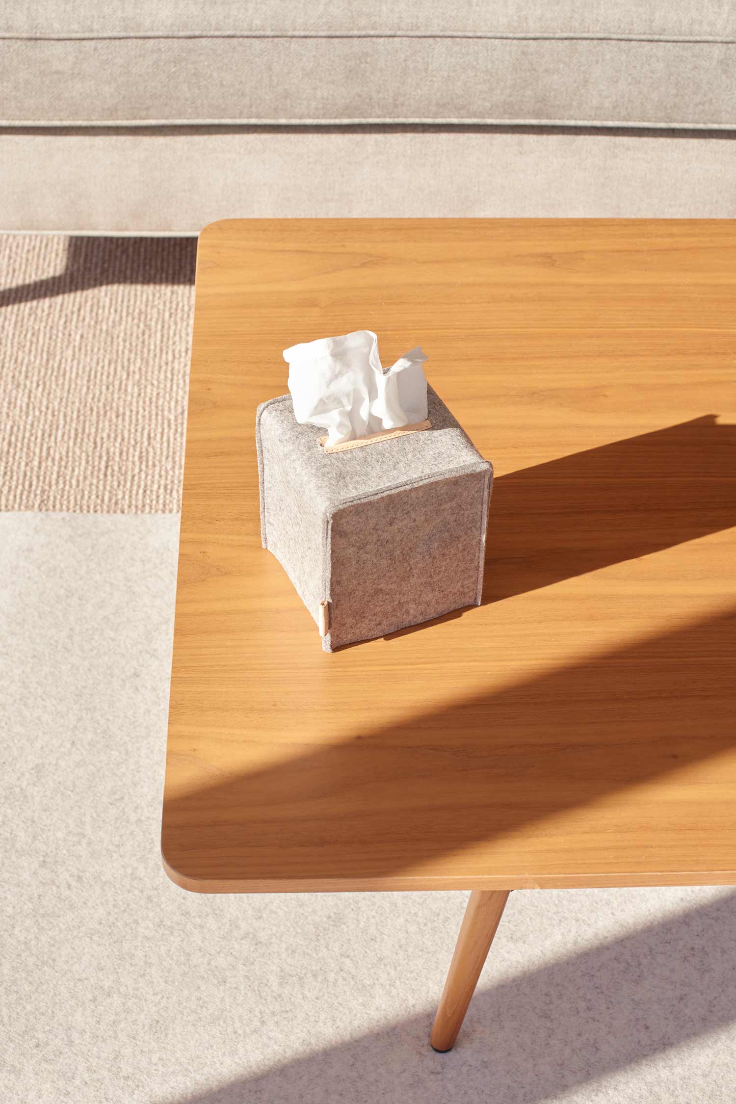 Small Merino Wool Felt Tissue Box Cover in Marine | Graf Lantz