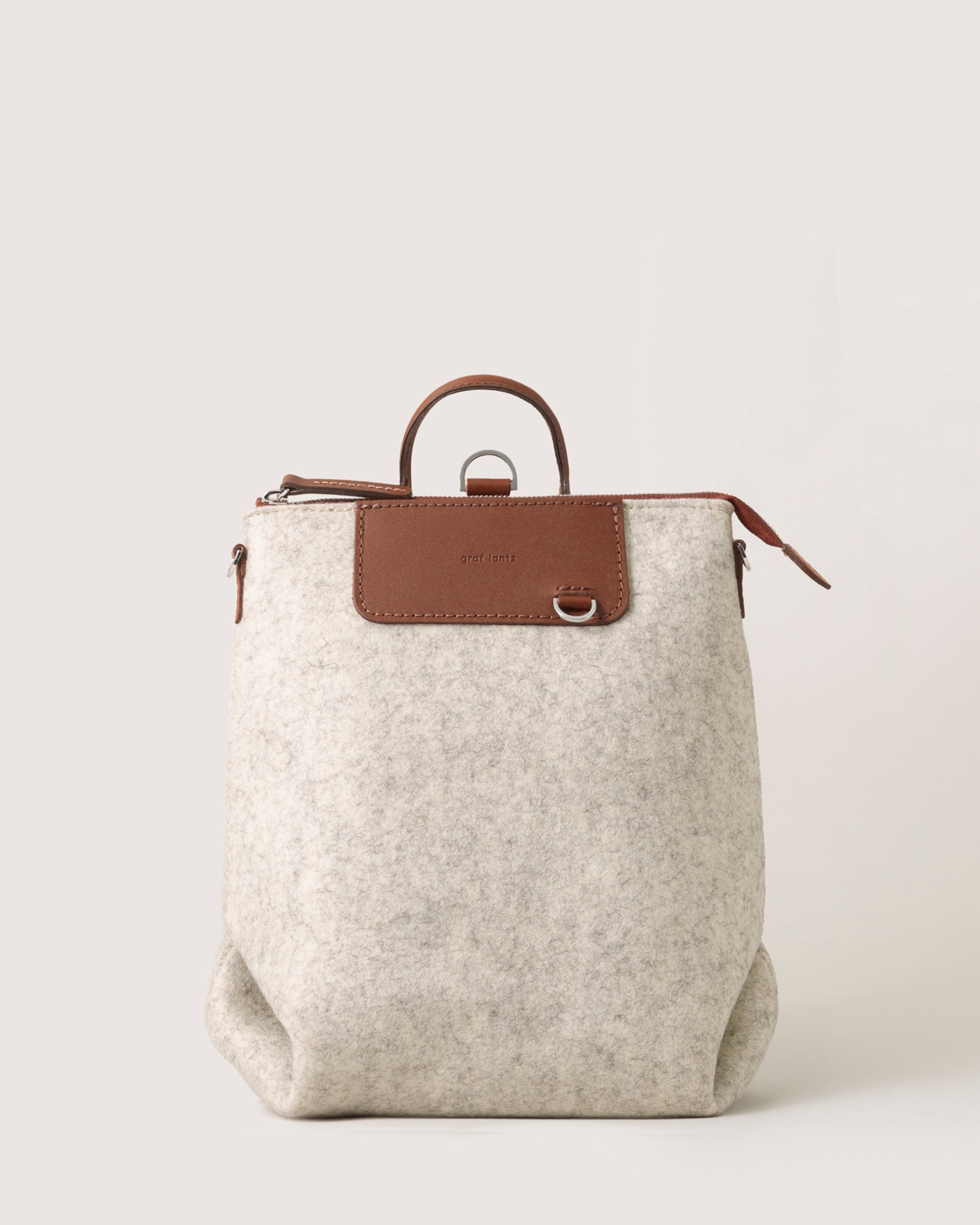 Merino Wool Felt and Leather Bedford Backpack in Granite/Natural | Graf ...