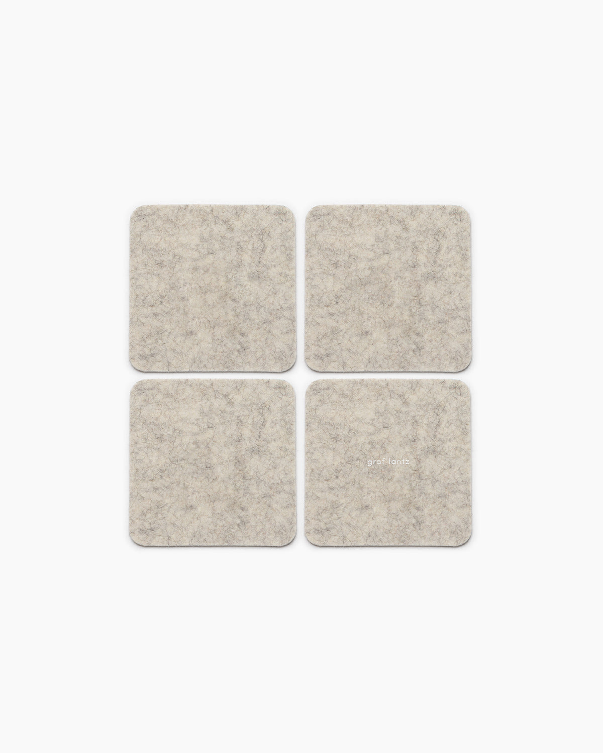Merino Wool Felt Square Coaster 4 Pack in Heather White | Graf Lantz